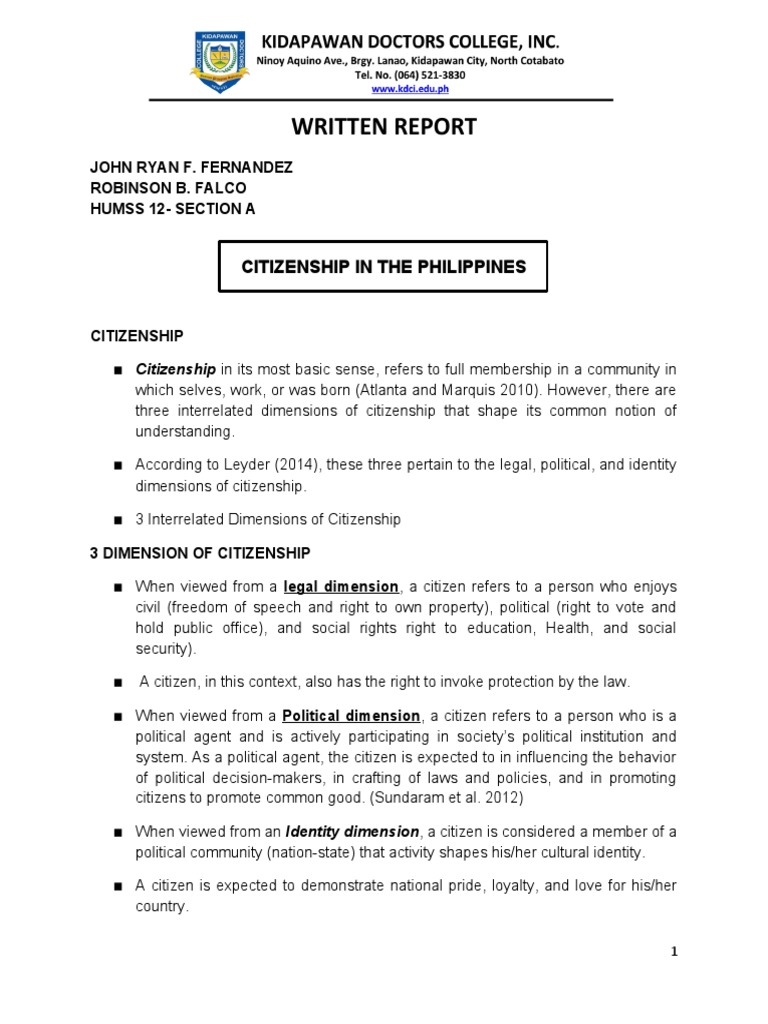 Citizenship in The Philippines | PDF | Citizenship | Rights