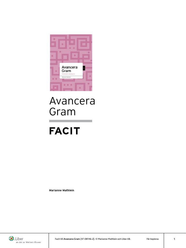 1mathlein Marianne Avancera Grammatik Facit PDF | PDF