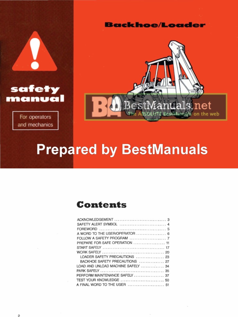 Backhoe Loader Safety Manual PDF | PDF | Loader (Equipment) | Traffic