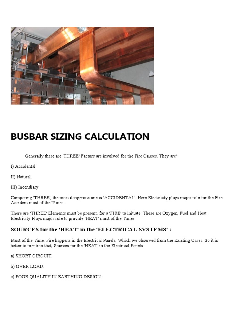 Busbar Sizing Calculation | PDF | Fires | Insulator (Electricity)