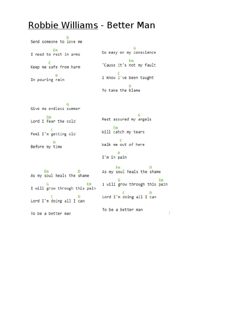 Robbie Williams Song Lyrics | PDF