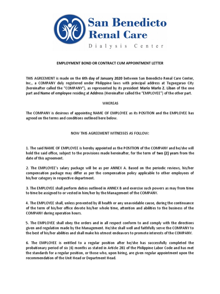 Employment Bond | Download Free PDF | Employment | Salary