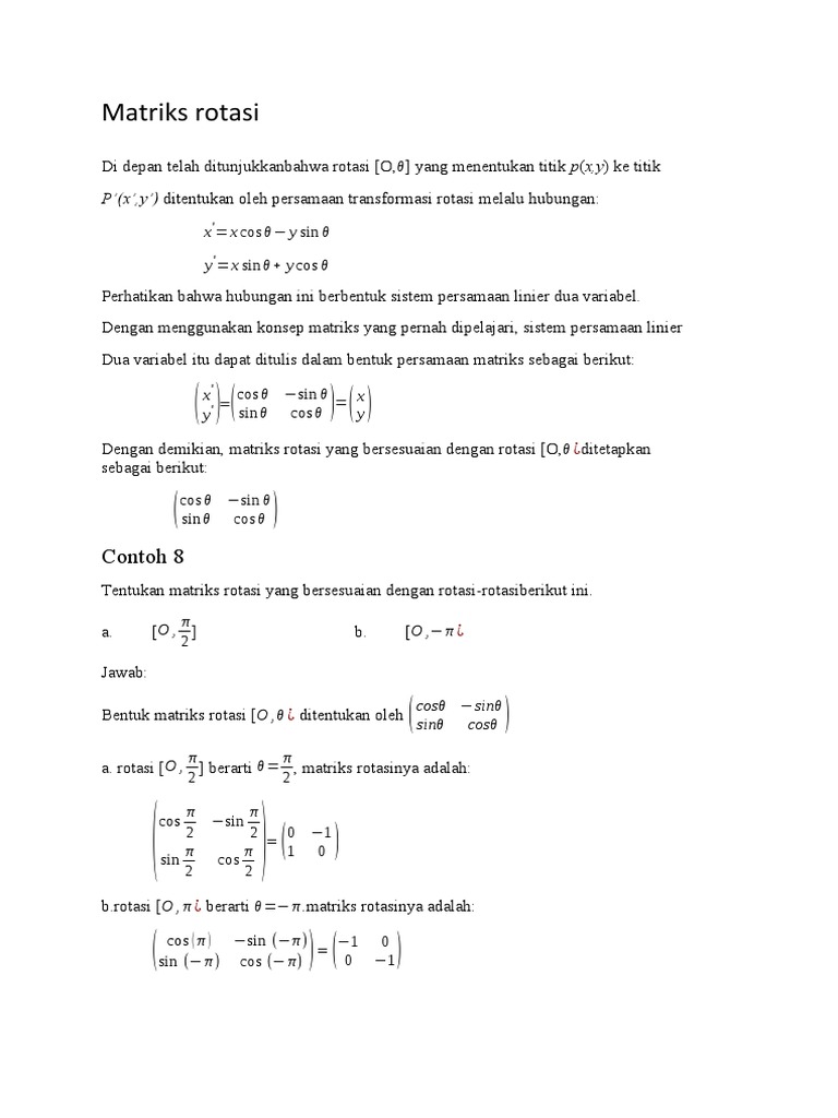 Matriks Rotasi dan Contoh Soalnya | PDF | Metode & Bahan Ajar