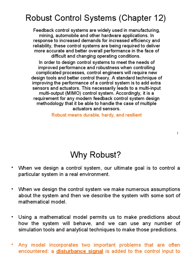 Robust Control System | PDF | Control Theory | Electronic Engineering