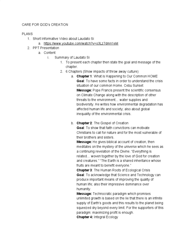 CARE FOR GOD's CREATION | PDF | Natural Environment | Nature