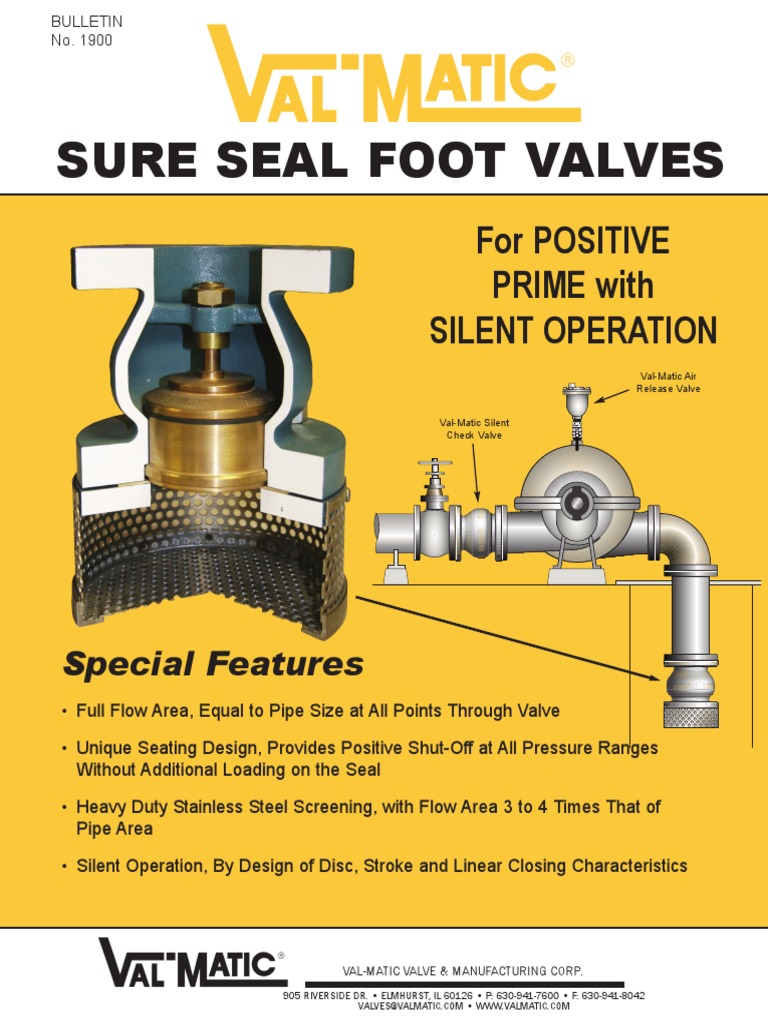 Valmatic - Sure Seal Foot Valves | PDF | Valve | Hydraulics