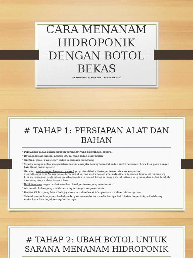 Cara Menanam Hidroponik Dengan Botol Bekas Ipa | PDF
