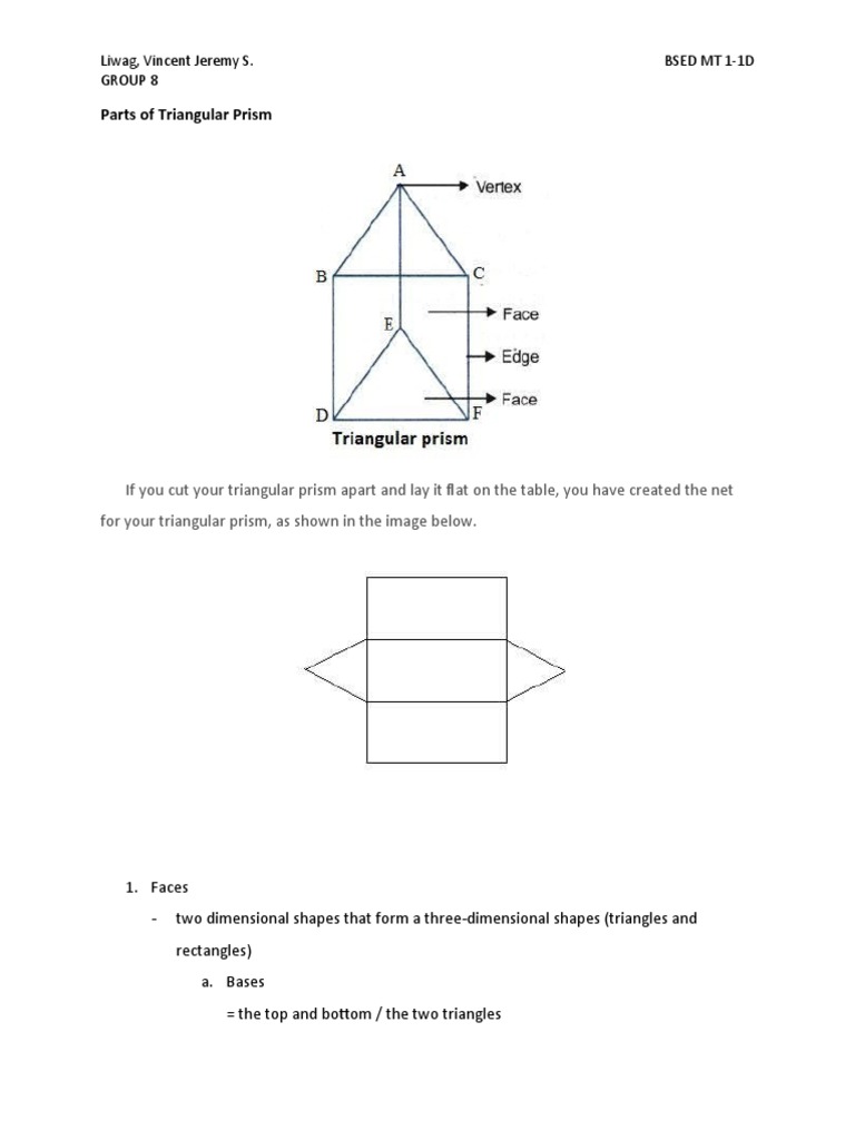 Parts and Volume of Triangular Prism | PDF | Triangle | Area