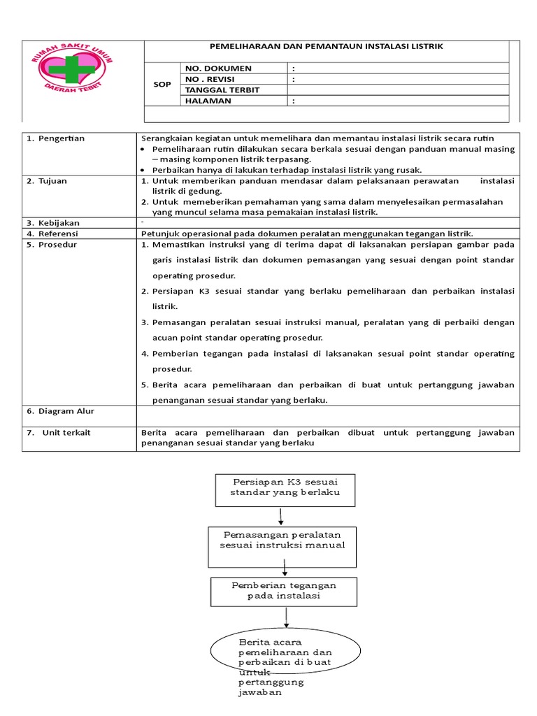 SOP Pemeliharaan Dan Pemantauan Instalasi Listrik | PDF