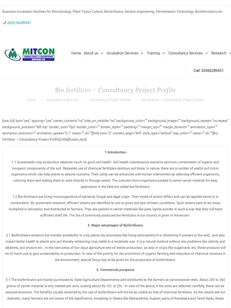 Biofertilizer - Consultancy Project | Download Free PDF | Legume | Soil