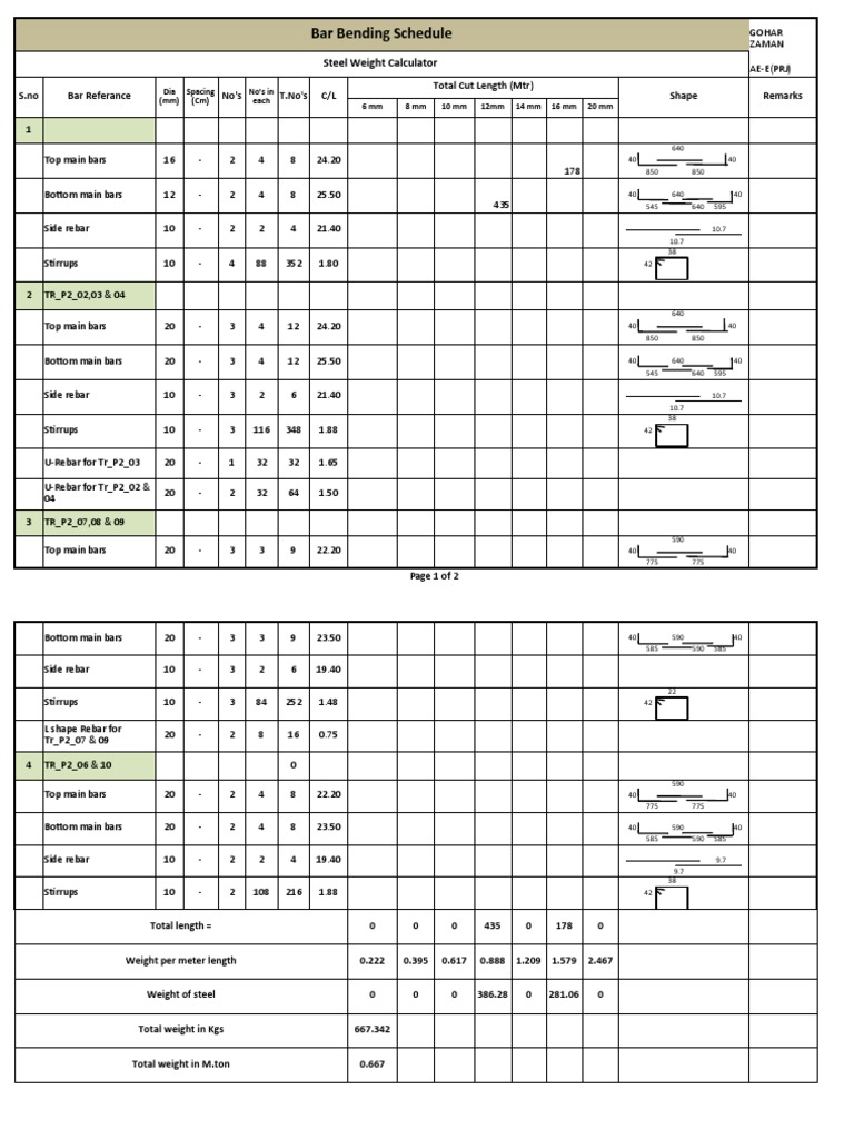 Rebar Steel Weight Calculator | PDF | Civil Engineering | Building ...