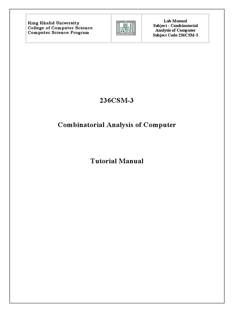 236 - Tutorial Manual PDF | PDF | Combinatorics | Probability