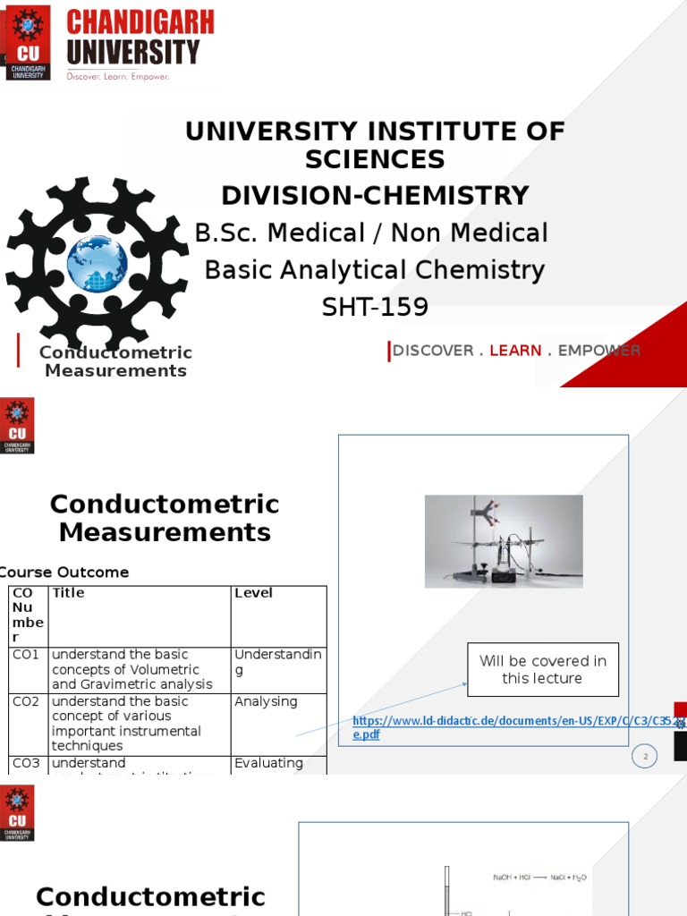 Conductometric Titration Techniques | PDF | Titration | Chemistry