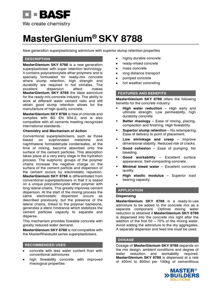 Masterglenium Sky 8788 - Asean-0717 | PDF | Concrete | Materials