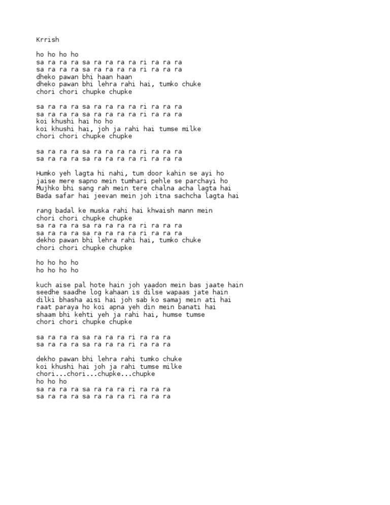 Krrish Song Lyrics Analysis | PDF | Religion & Spirituality