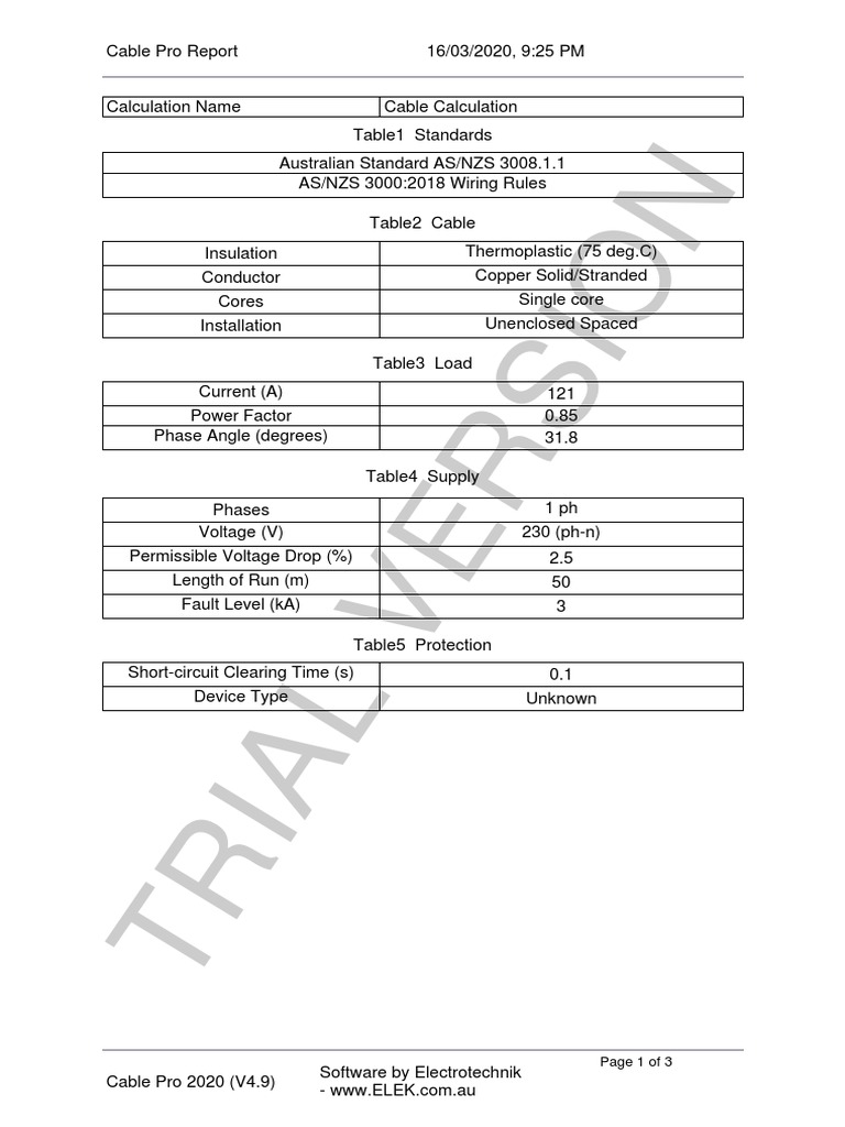 Cable Design Calculation Report | PDF | Electrical Resistance And ...
