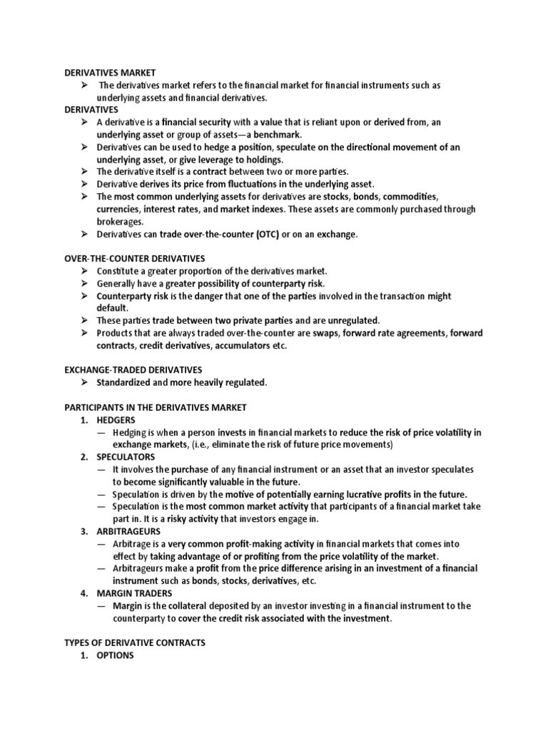 Derivatives Market Finmar Report | PDF | Derivative (Finance) | Over ...