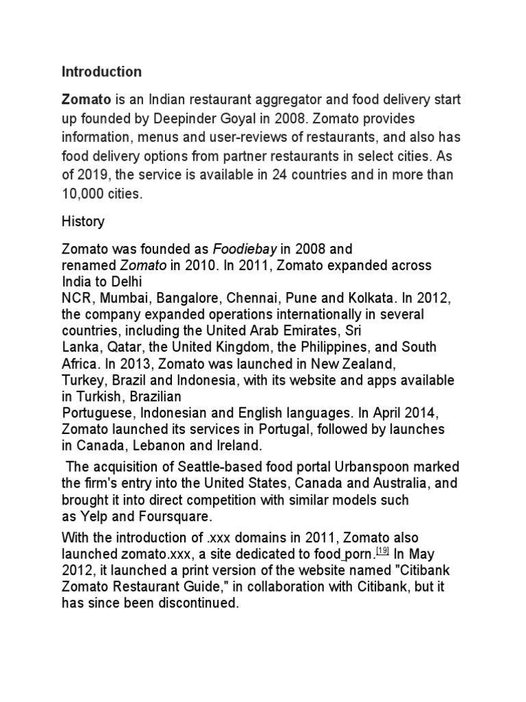 A Detailed History of Zomato: From Food Discovery Startup to Global ...