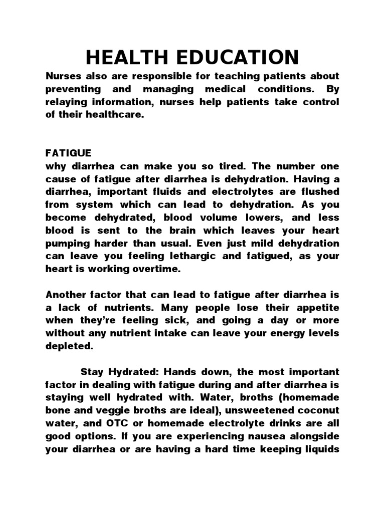 Health Education | PDF | Diarrhea | Dehydration