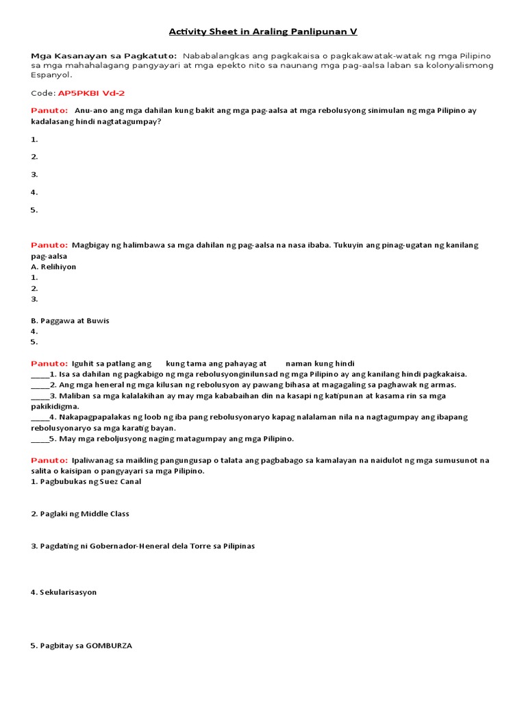 Activity Sheet - Ap5 | PDF