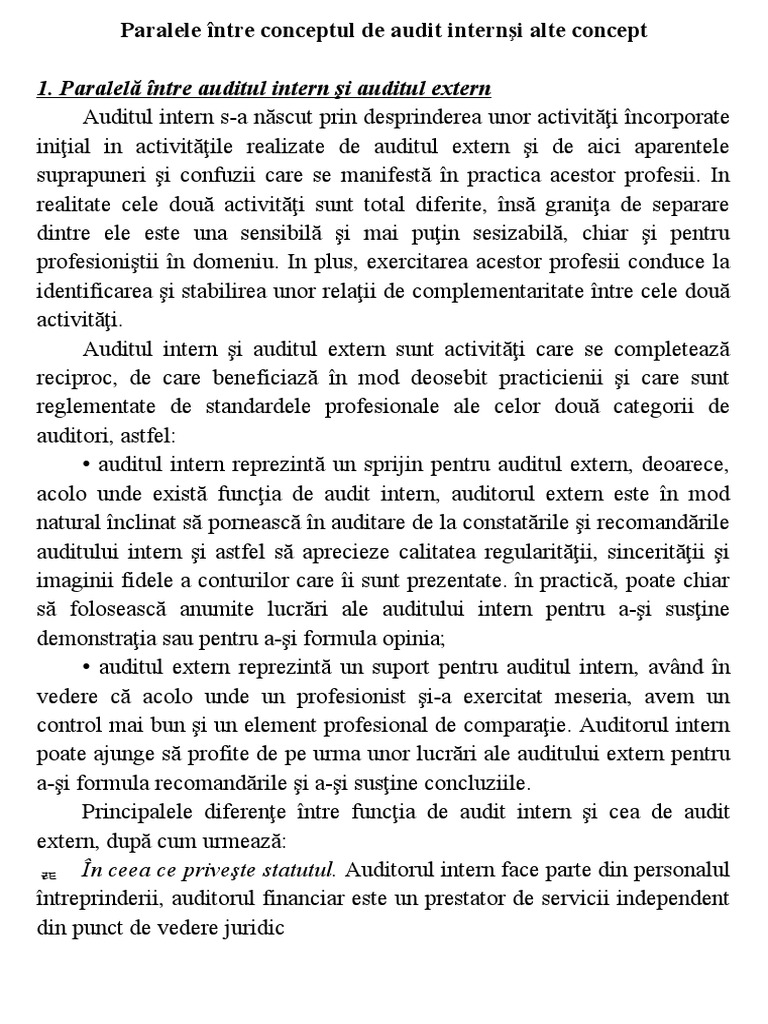 Paralele Între Conceptul de Audit Internşi Alte Concept | PDF