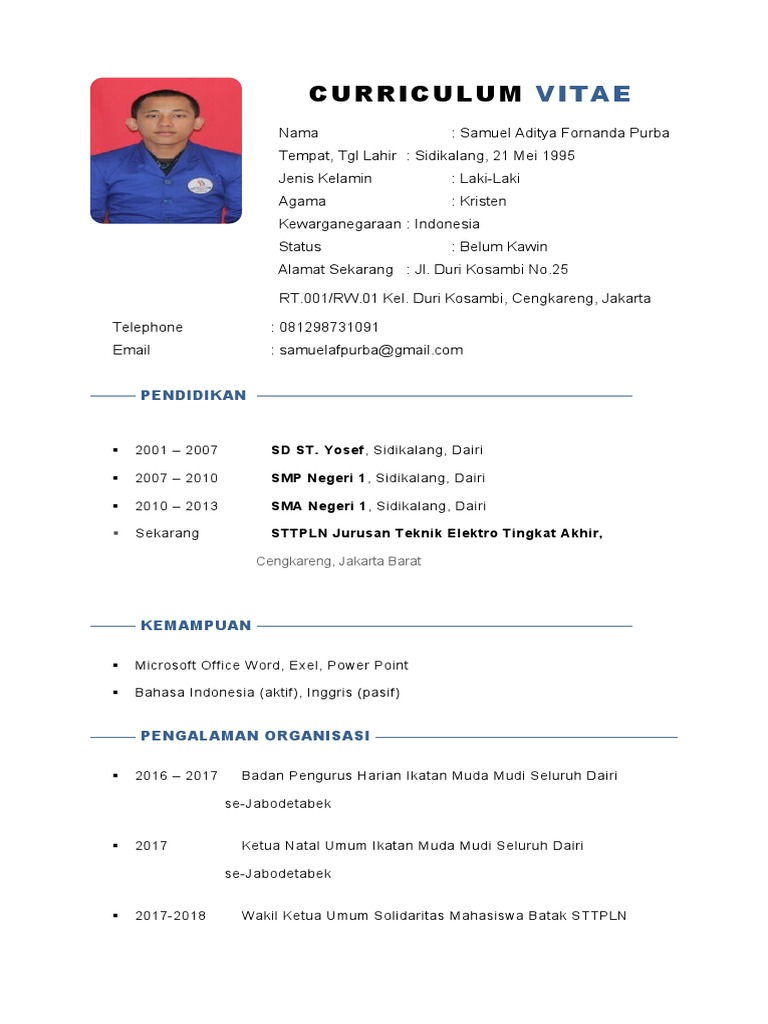 CV Samuel Aditya Fornanda Purba | PDF