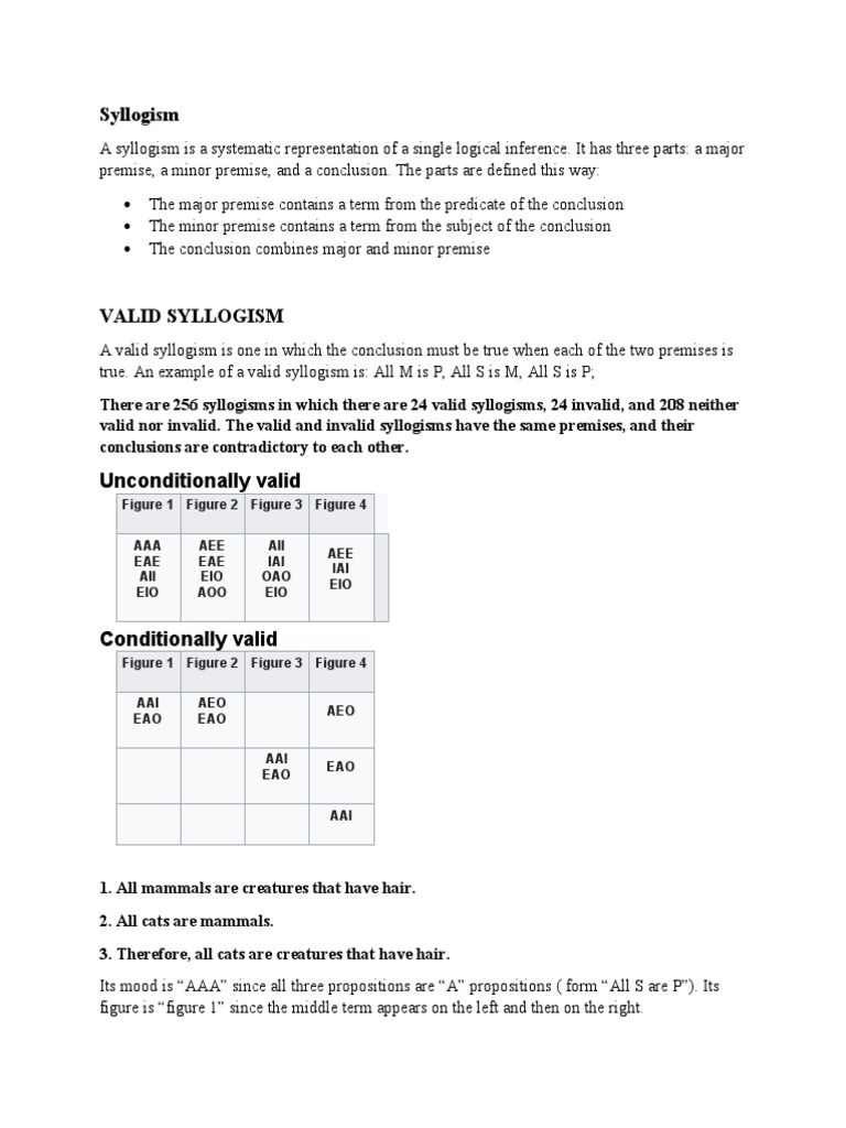 A Syllogism Is A Systematic Representation of A Single Logical Inference | PDF | Argument ...