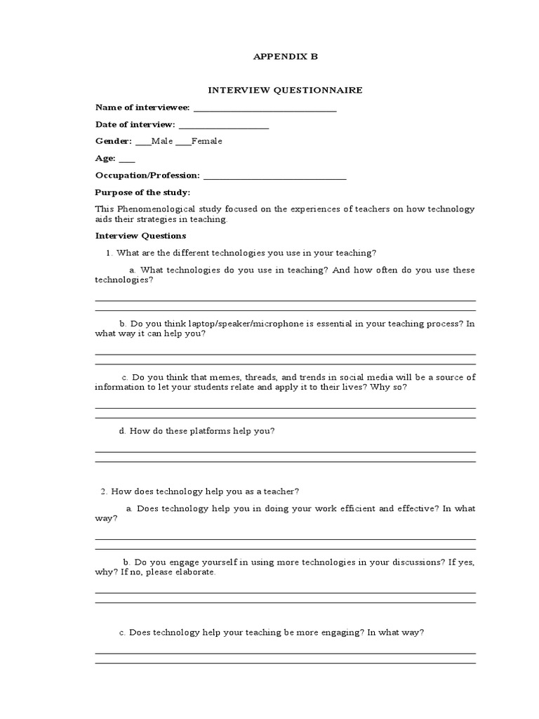Appendix B | PDF | Interview | Teachers