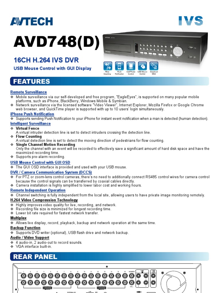 Avtech AVD748 | PDF | Video | Digital Video Recorder