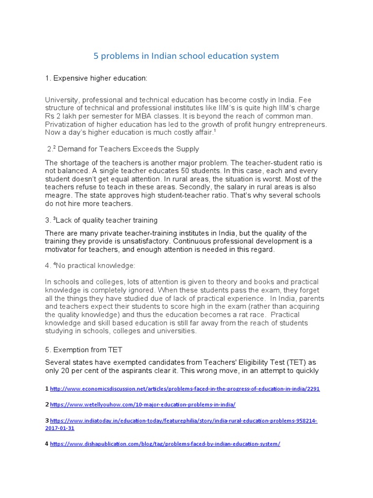 5 Problems in Indian School Education System Avya | PDF | Teachers ...