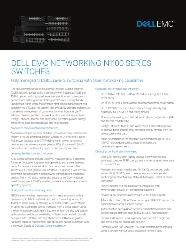 Dell EMC Networking N1100 Series Spec Sheet | Download Free PDF ...