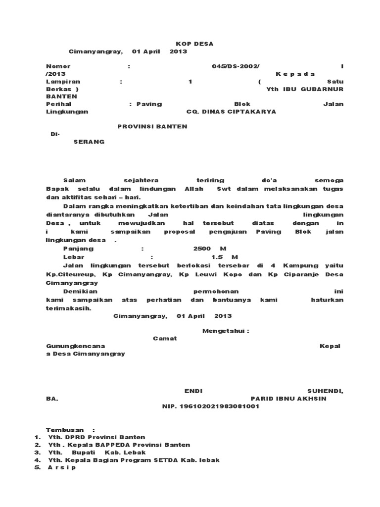 Proposal Jalan Lingkungan | PDF