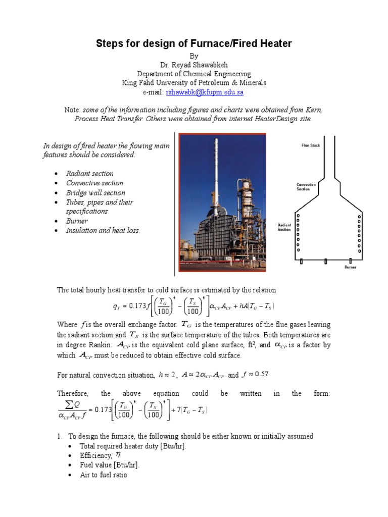Furnace Heater Design | PDF | Heat Transfer | Mechanical Engineering