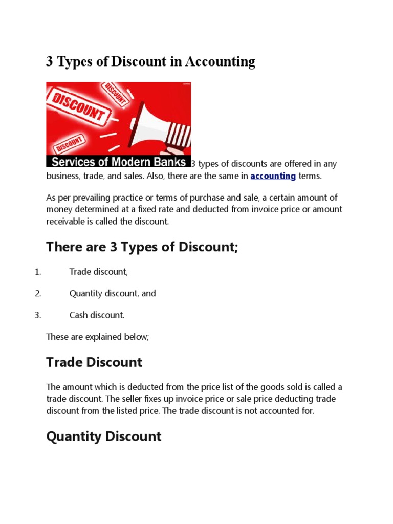 3 Types of Discount in Accounting | PDF | Discounts And Allowances ...