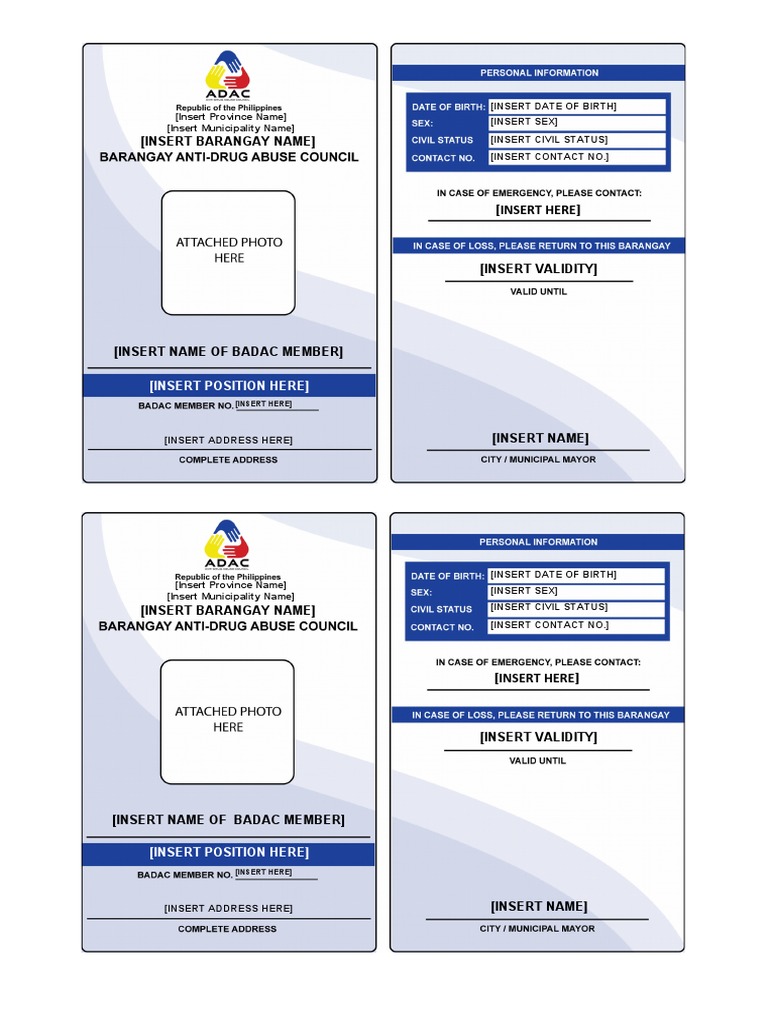 BADAC TEMPLATE Identification Card Template | PDF