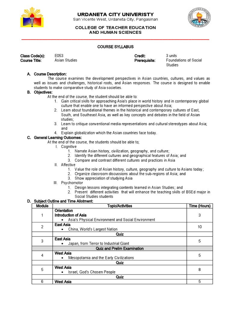Course Syllabus - Asian Studies | PDF | Asia | Geography