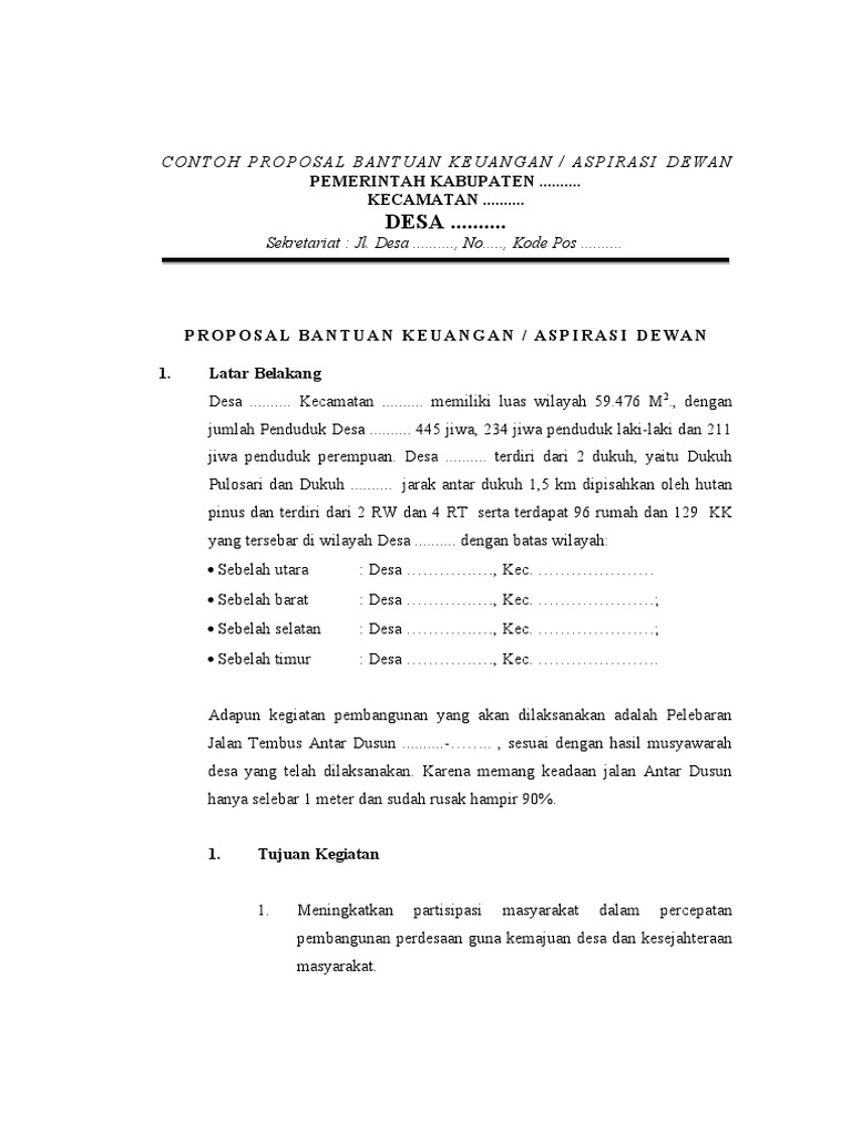 Contoh Proposal Bantuan Keuangan | PDF