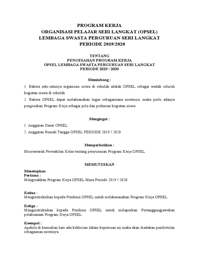 Program Kerja Osis | PDF