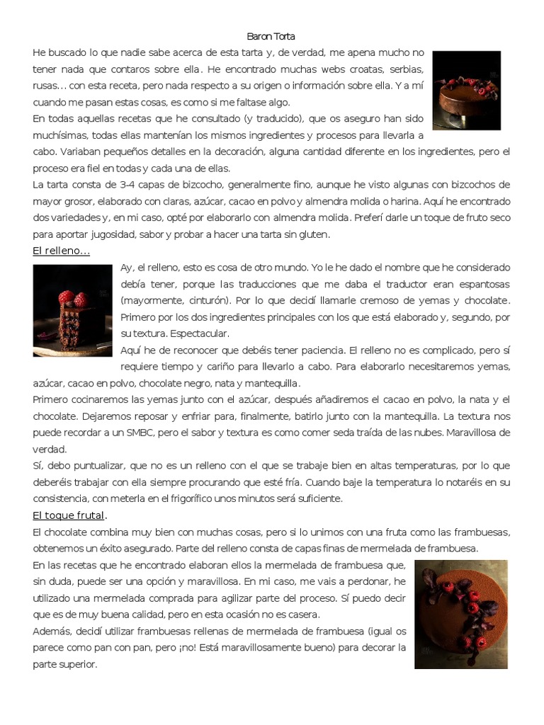 Baron Torta Pdf Chocolate Postres