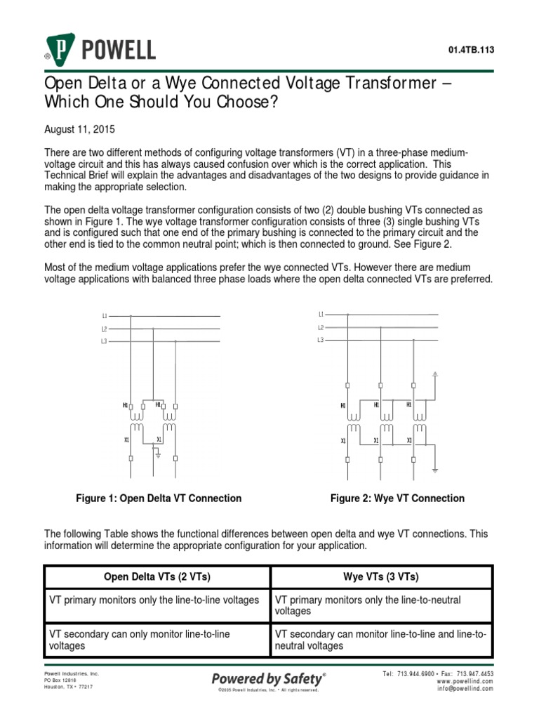 01.4TB.113 Open Delta or A Wye Connected Voltage Transformer - Which ...
