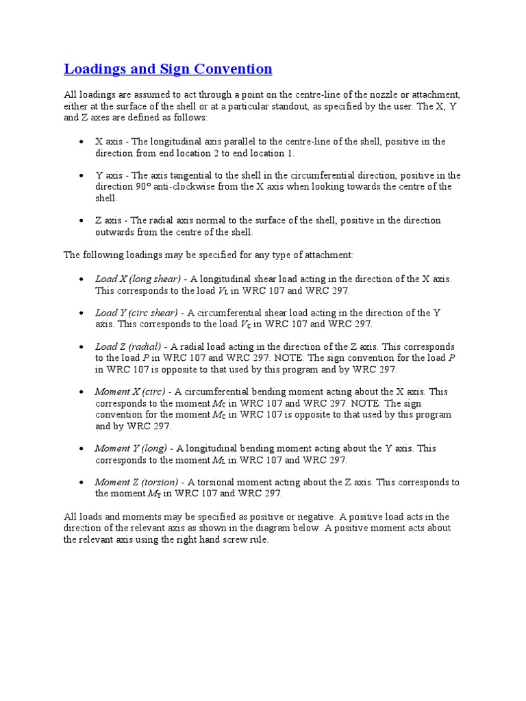 WRC Loadings and Sign Convention | PDF | Bending | Cartesian Coordinate ...