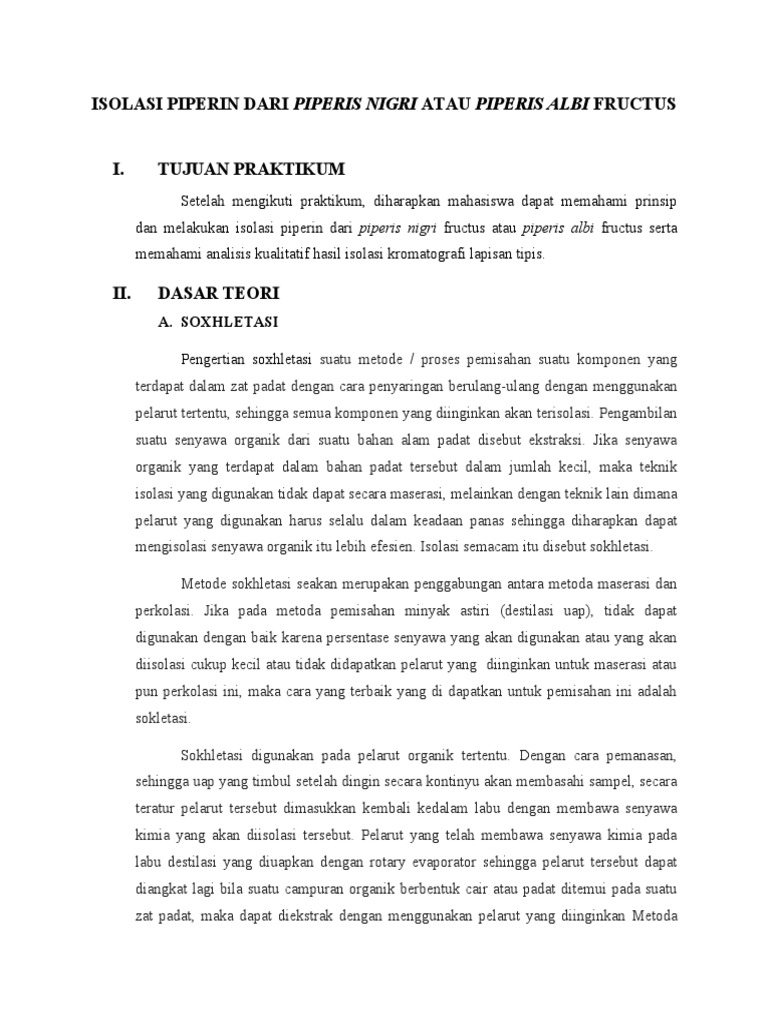 Isolasi Piperin Dari Piperis Nigri Atau Piperis Albi Fructus | PDF ...