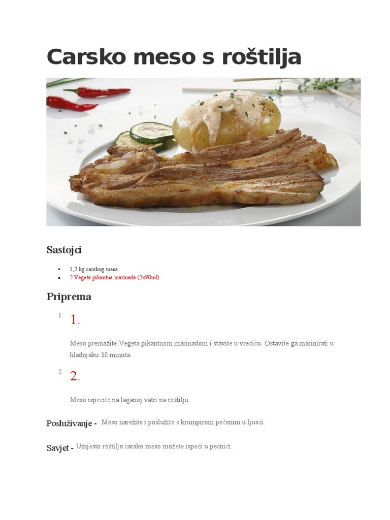 Carsko Meso S Roštilja | PDF