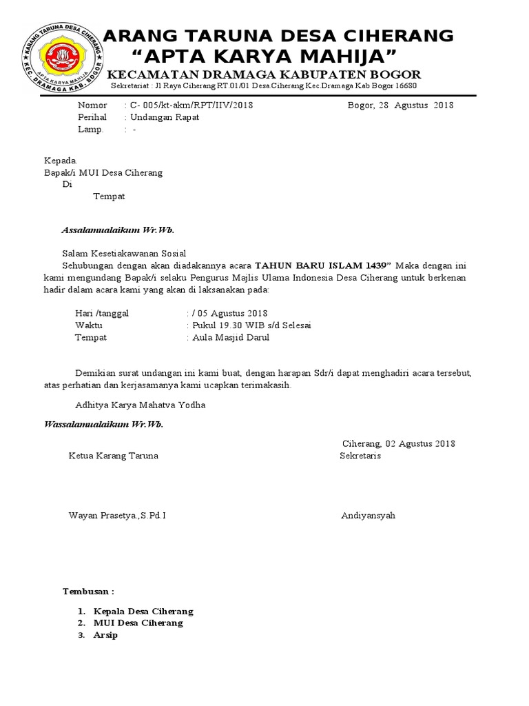 Surat Undangan Rapat Mui | PDF