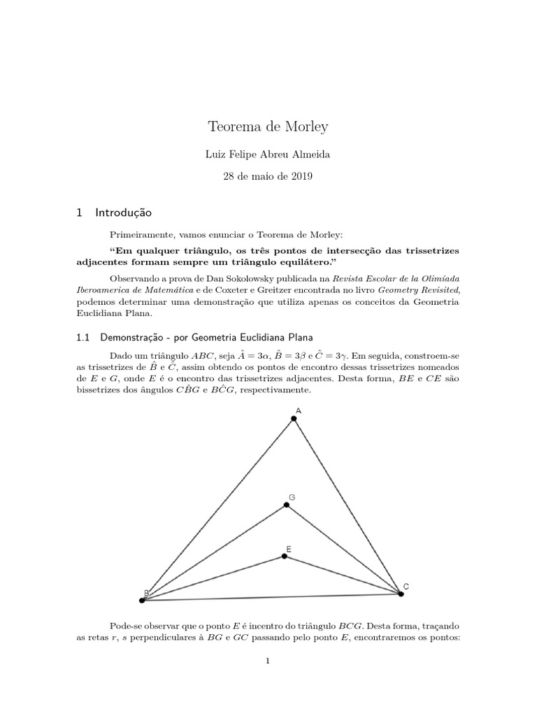 Teorema de Morley PDF | PDF | Triângulo | Círculo