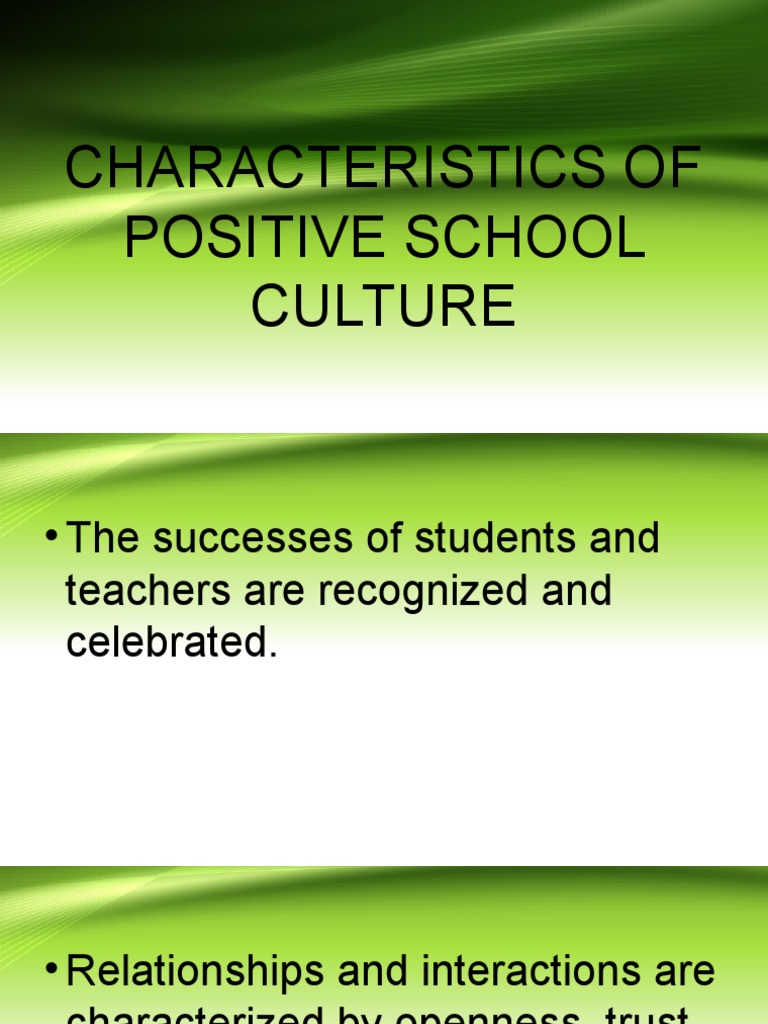 Characteristics of Positive School Culture | PDF