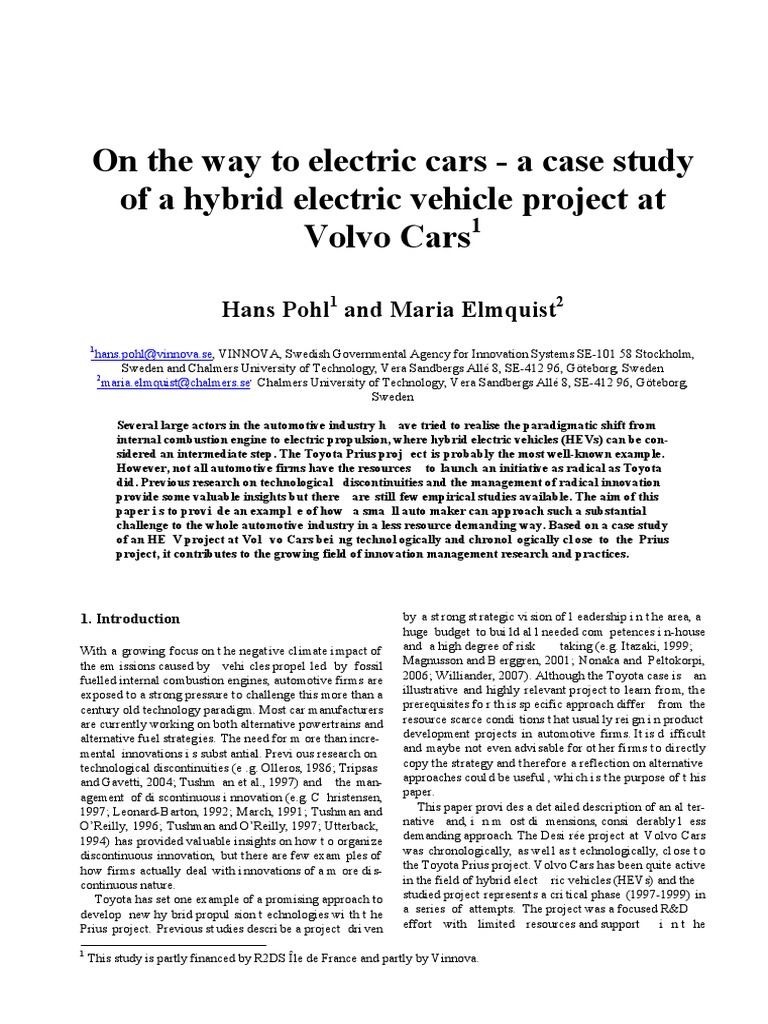 Volvo EV Case Study | PDF | Hybrid Electric Vehicle | Hybrid Vehicle