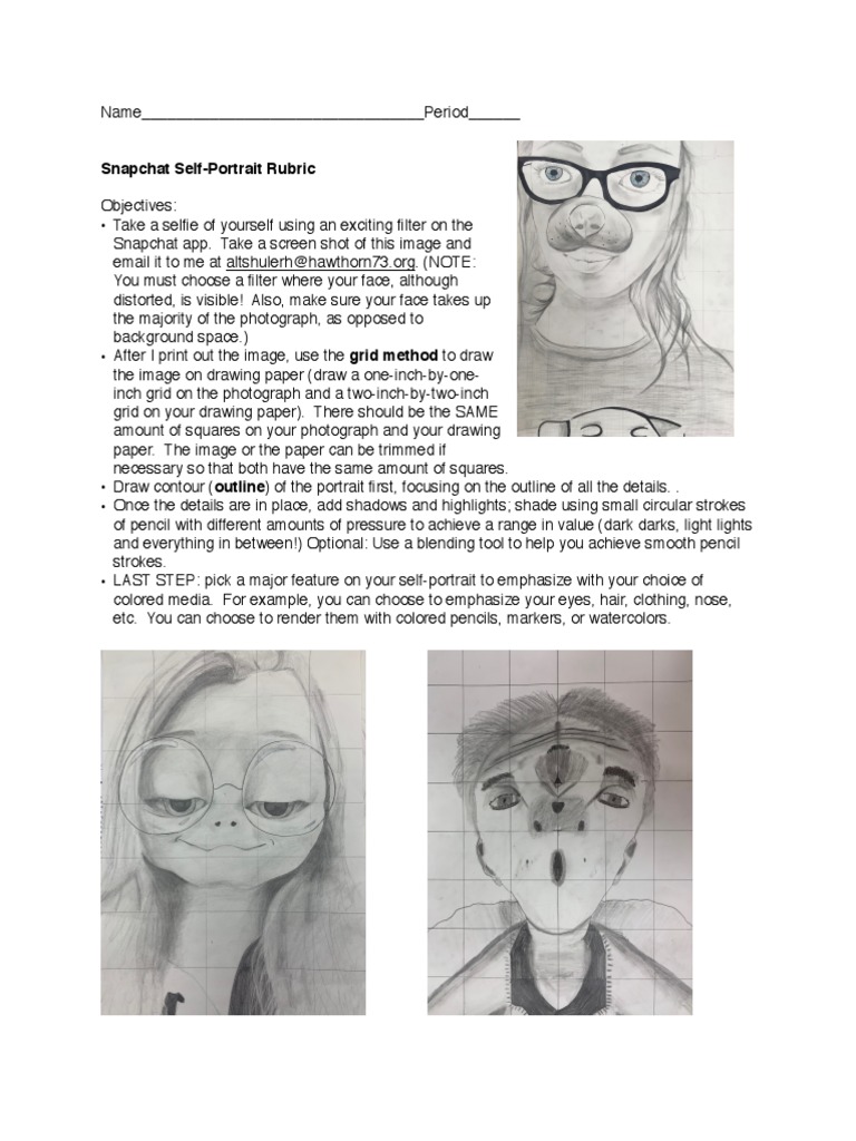 Snapchat Portrait Rubric | PDF | Drawing | Vision