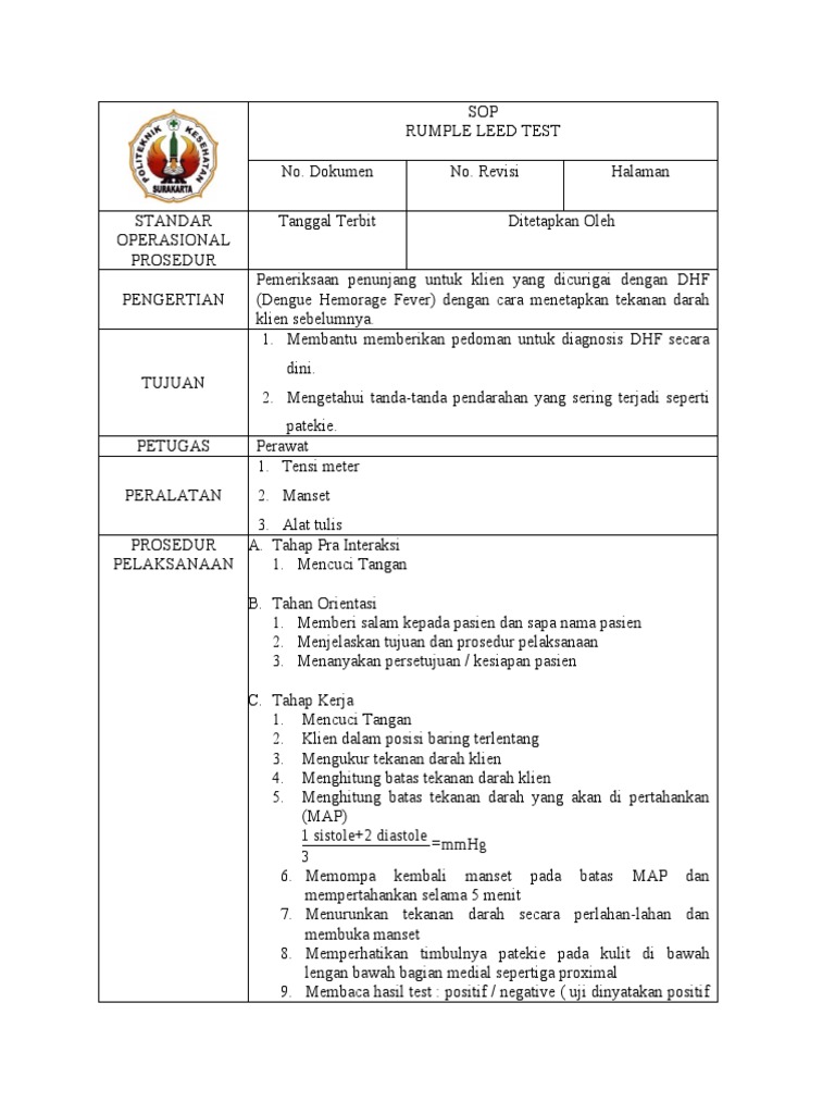 SOP Rumple Leed Test | PDF