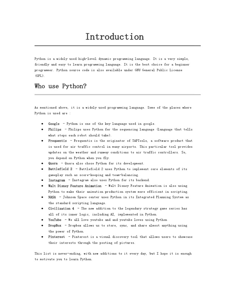 1 Introduction Pdf Python Programming Language Computer Programming 2560